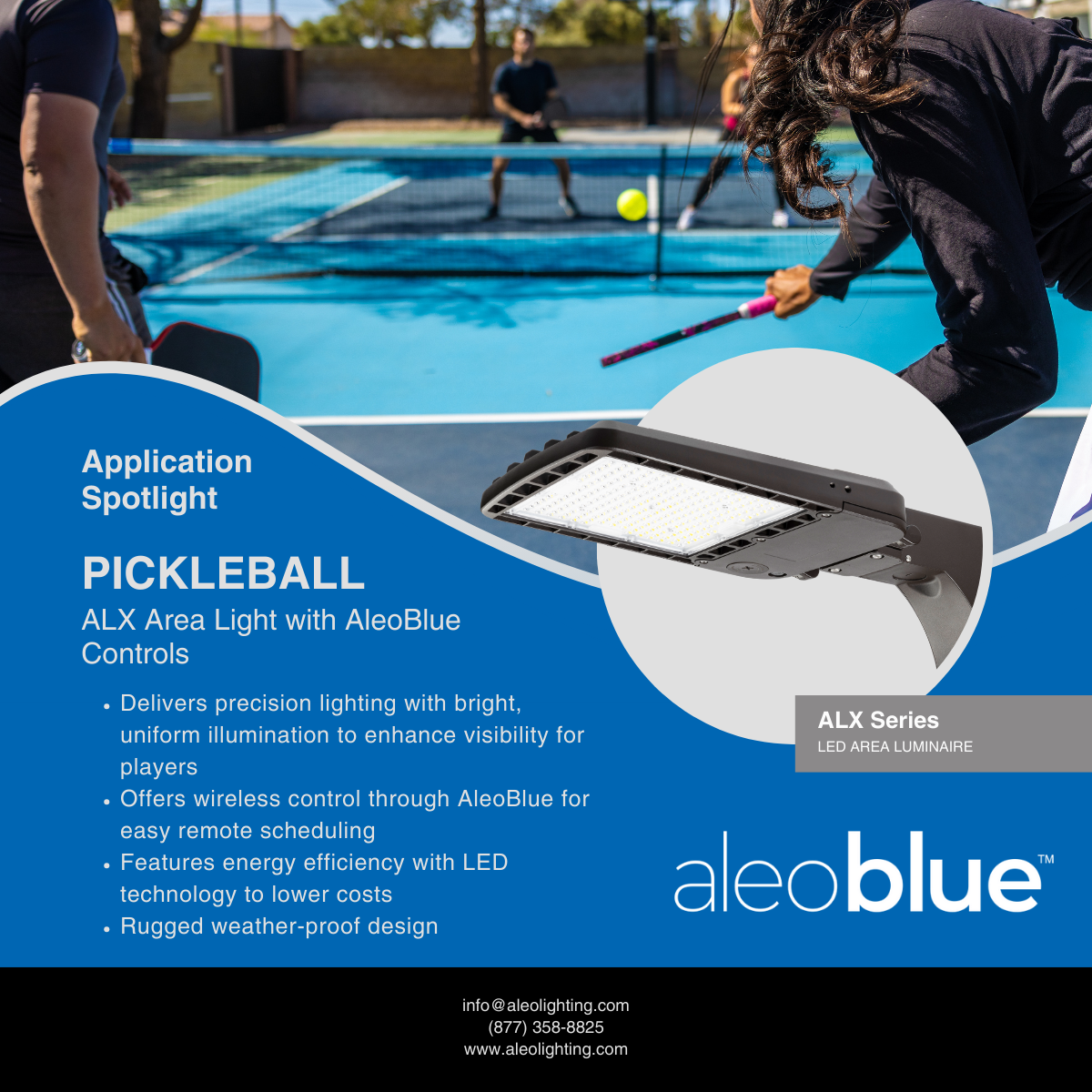 Application Spotlight: ALX Area Lights / PickleBall Courts | Aleo Lighting